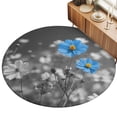 5ft Round Rug Blue Grey Daisy Area Rugs for Living Room Bedroom ...