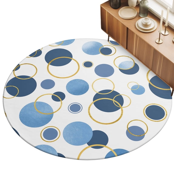 5ft Round Rug Blue Polka Dots Area Rugs for Living Room Bedroom ...