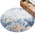 5ft Round Rug Blue Starfish Coastal Area Rugs for Living Room Bedroom ...