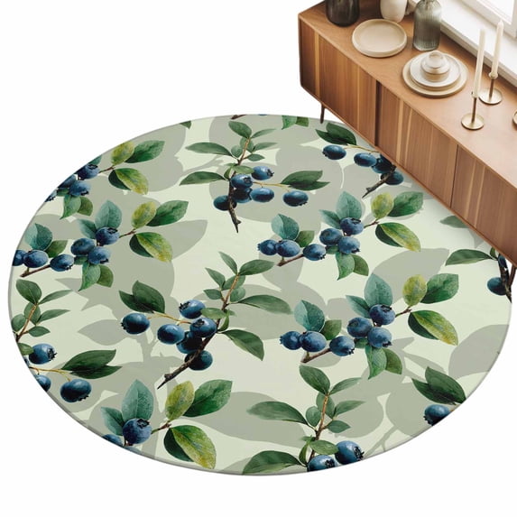 5ft Round Rug Blueberry Botanical Area Rugs for Living Room Bedroom ...