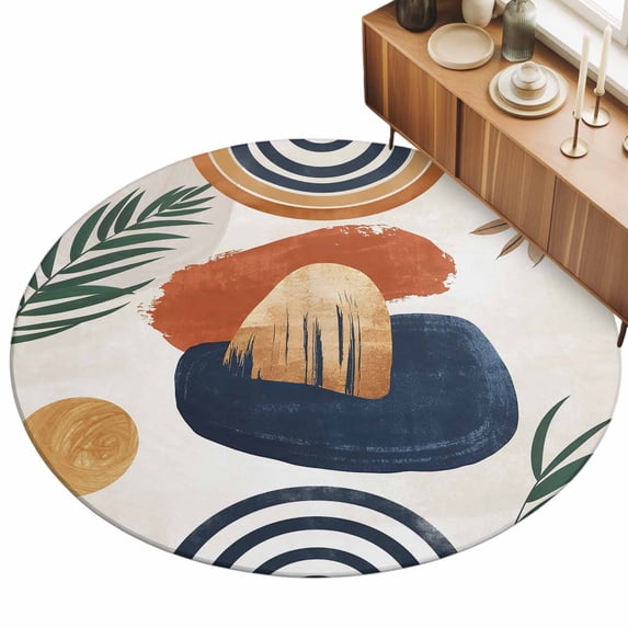 5ft Round Rug Boho Area Rugs for Living Room Bedroom Washable Non Slip ...