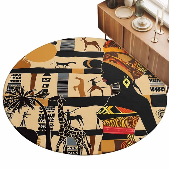 5ft Round Rug Boho Area Rugs for Living Room Bedroom Washable Non Slip ...