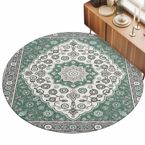5ft Round Rug Boho Aztec Area Rugs for Living Room Bedroom Washable Non ...