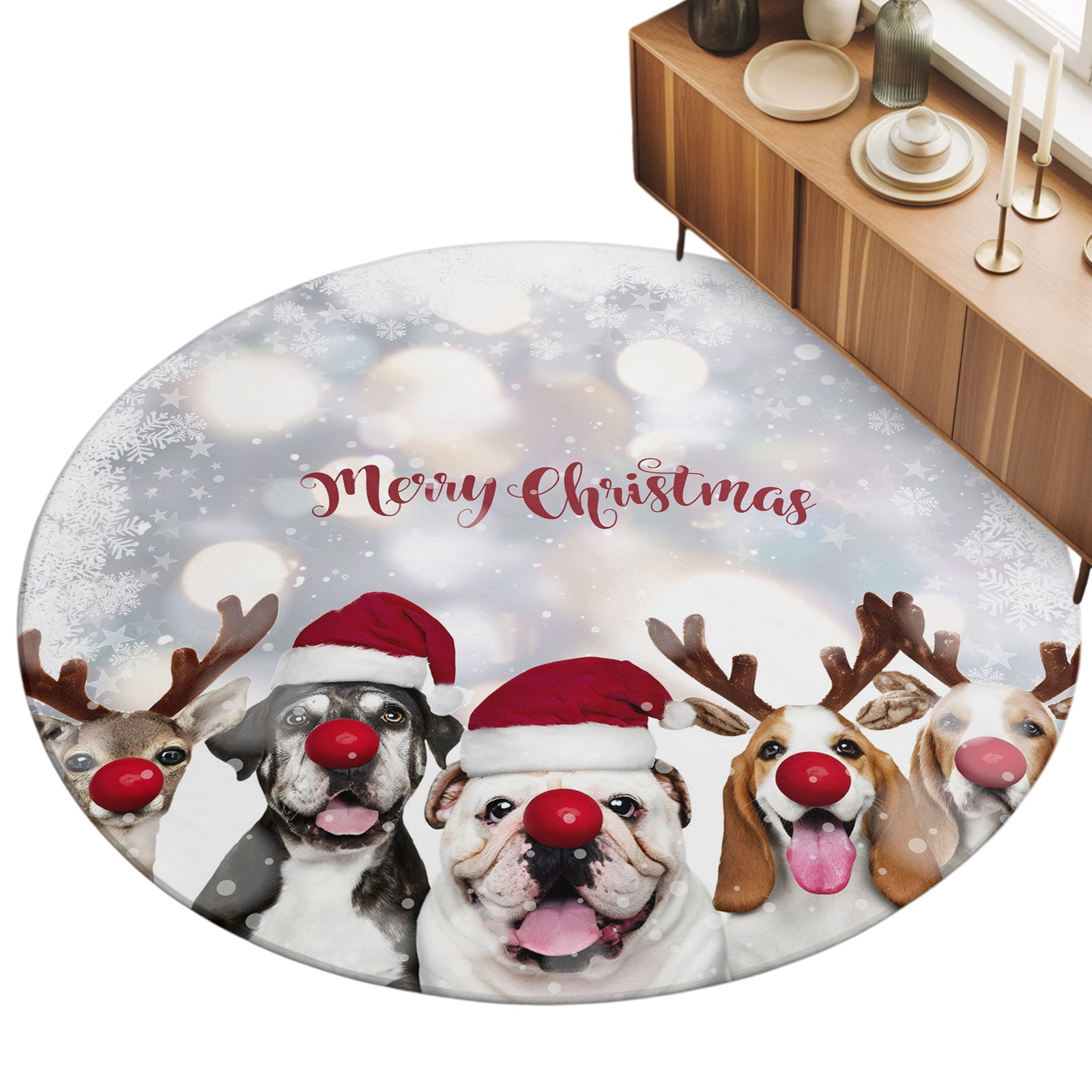 5ft Round Rug Christmas Animals Area Rugs for Living Room Bedroom ...