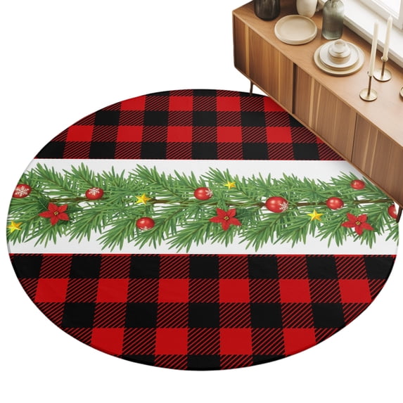 5ft Round Rug Christmas Area Rugs for Living Room Bedroom Washable Non ...