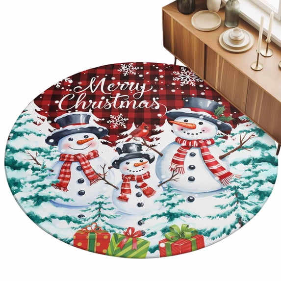 5ft Round Rug Christmas Area Rugs for Living Room Bedroom Washable Non ...