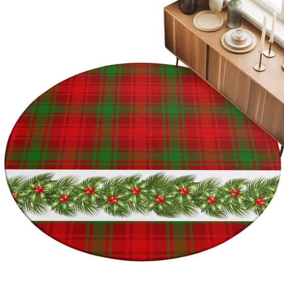5ft Round Rug Christmas Area Rugs for Living Room Bedroom Washable Non ...