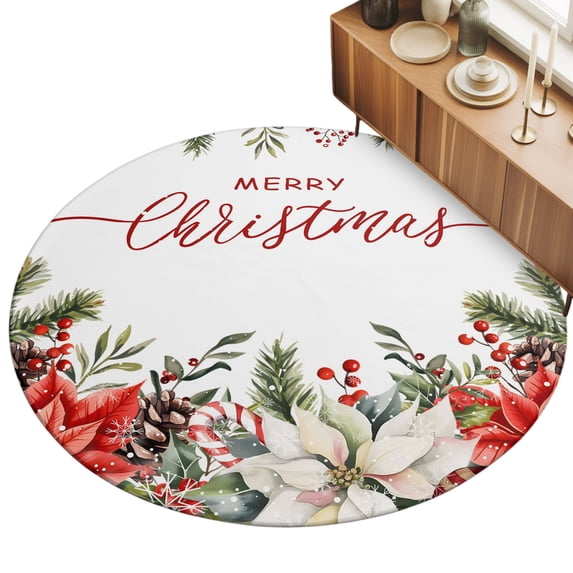 5ft Round Rug Christmas Area Rugs for Living Room Bedroom Washable Non ...