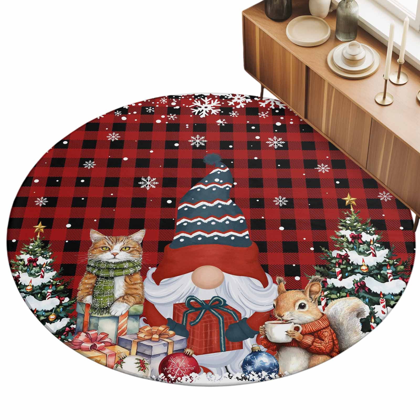 5ft Round Rug Christmas Gnomes Area Rugs for Living Room Bedroom ...