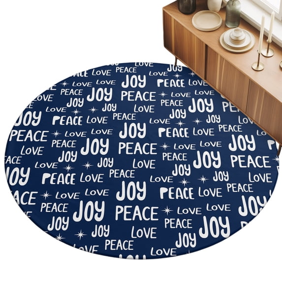 5ft Round Rug Christmas Navy Blue Area Rugs for Living Room Bedroom ...