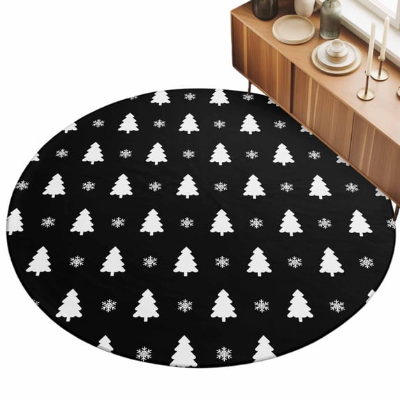 5ft Round Rug Christmas Tree Area Rugs for Living Room Bedroom Washable ...