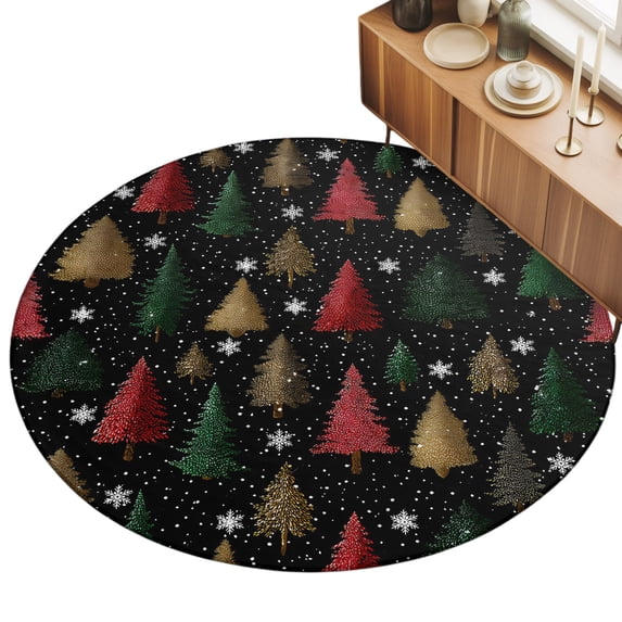 5ft Round Rug Christmas Trees Area Rugs for Living Room Bedroom ...