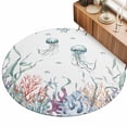 5ft Round Rug Coastal Jellyfish Area Rugs for Living Room Bedroom ...