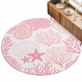 5ft Round Rug Coastal Pink Area Rugs for Living Room Bedroom Washable ...