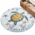 5ft Round Rug Coastal Turtle Area Rugs for Living Room Bedroom Washable ...