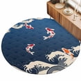 5ft Round Rug Coastal Wave Area Rugs for Living Room Bedroom Washable ...