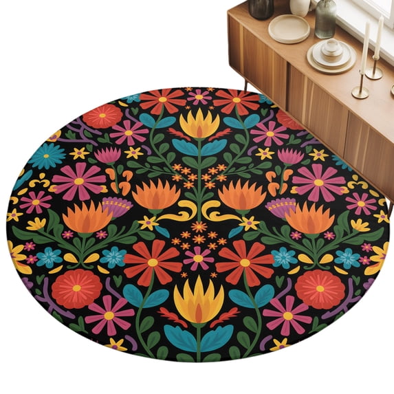 5ft Round Rug Colorful Mexico Area Rugs for Living Room Bedroom ...