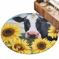 5ft Round Rug Cow Sunflowers Area Rugs for Living Room Bedroom Washable ...