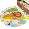 5ft Round Rug Cute Lion Area Rugs for Living Room Bedroom Washable Non ...