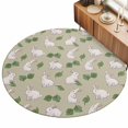 5ft Round Rug Cute Rabbits Area Rugs for Living Room Bedroom Washable ...