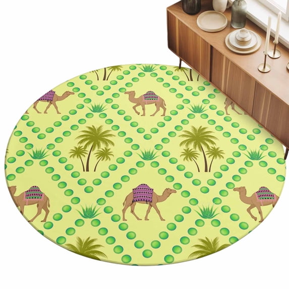 5ft Round Rug Desert Sand Camels Area Rugs for Living Room Bedroom ...