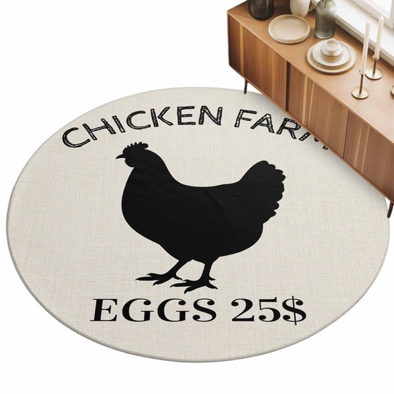 5ft Round Rug Farm Chicken Area Rugs for Living Room Bedroom Washable ...