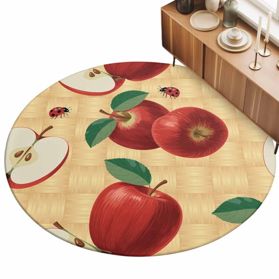 5ft Round Rug Farmhouse Apples Area Rugs for Living Room Bedroom ...