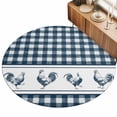 5ft Round Rug Farmhouse Blue Plaid Area Rugs for Living Room Bedroom ...