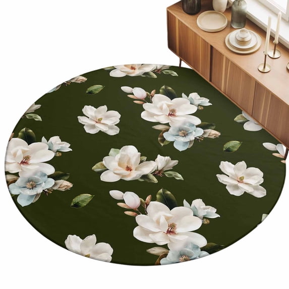 5ft Round Rug Farmhouse Flowers Area Rugs for Living Room Bedroom ...