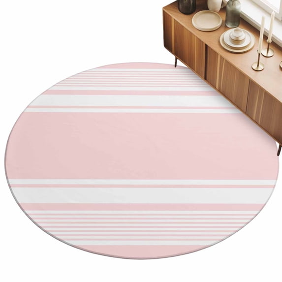 5ft Round Rug Farmhouse Pink Area Rugs for Living Room Bedroom Washable ...