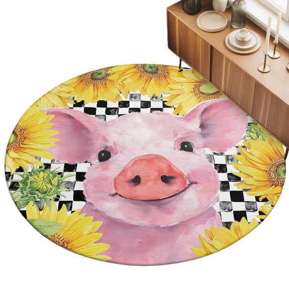 5ft Round Rug Farmhouse Sunflowers Area Rugs for Living Room Bedroom ...