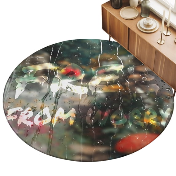 5ft Round Rug Funny Area Rugs for Living Room Bedroom Washable Non Slip ...