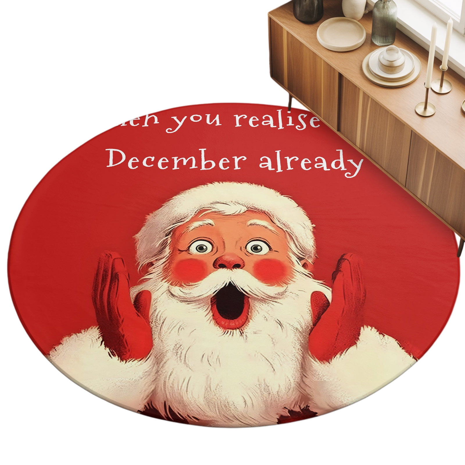 5ft Round Rug Funny Santa Claus Area Rugs for Living Room Bedroom ...