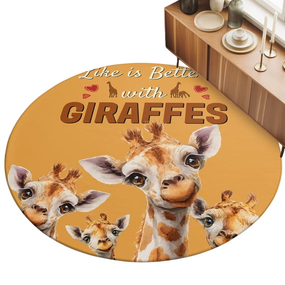 5ft Round Rug Giraffe Area Rugs for Living Room Bedroom Washable Non ...