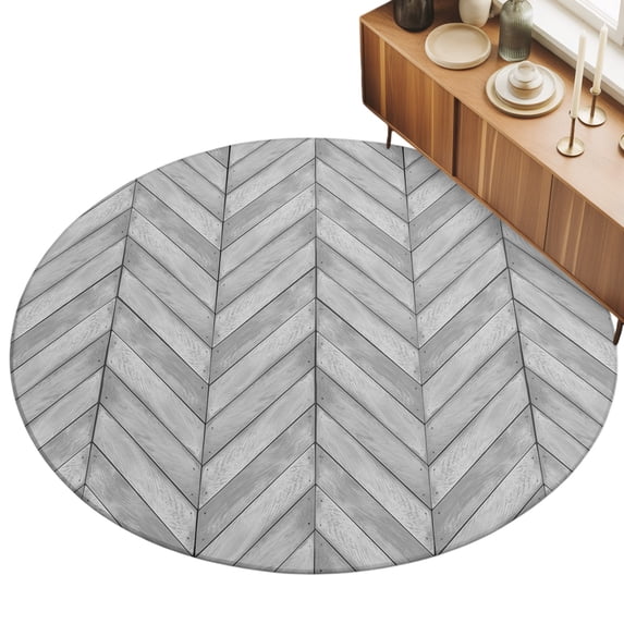 5ft Round Rug Gray Wood Grain Area Rugs for Living Room Bedroom ...