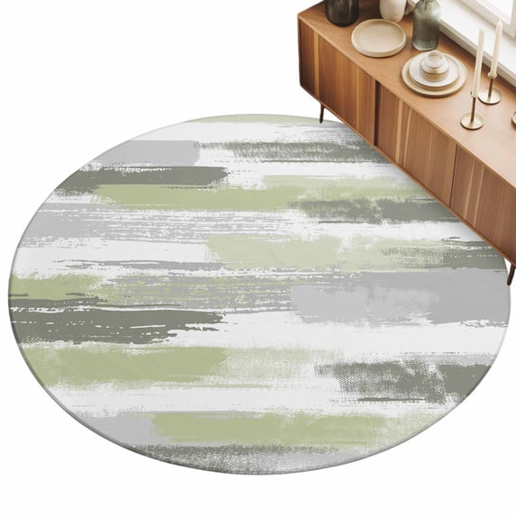 5ft Round Rug Green Abstract Area Rugs for Living Room Bedroom Washable ...
