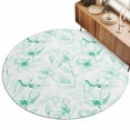 5ft Round Rug Green Flower Area Rugs for Living Room Bedroom Washable ...