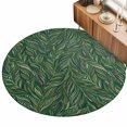 5ft Round Rug Green Leaves Area Rugs for Living Room Bedroom Washable ...