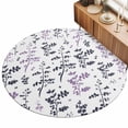 5ft Round Rug Grey Purple Botanical Area Rugs for Living Room Bedroom ...