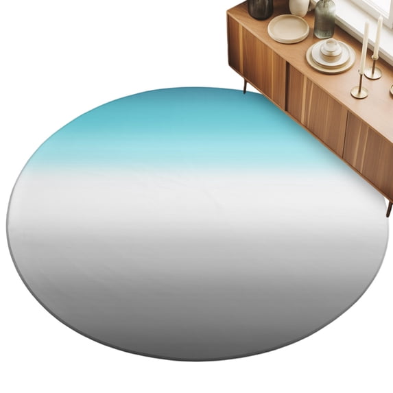 5ft Round Rug Grey Turquoise White Area Rugs for Living Room Bedroom ...