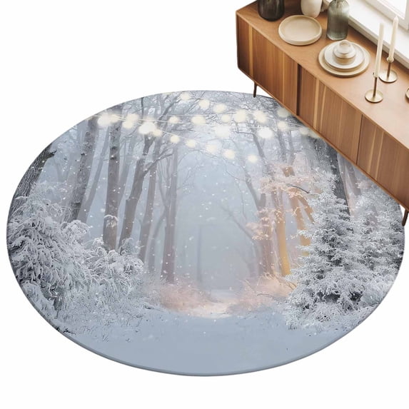 5ft Round Rug Grey White Christmas Area Rugs for Living Room Bedroom ...