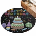 5ft Round Rug HAPPY BIRTHDAY Area Rugs for Living Room Bedroom Washable ...