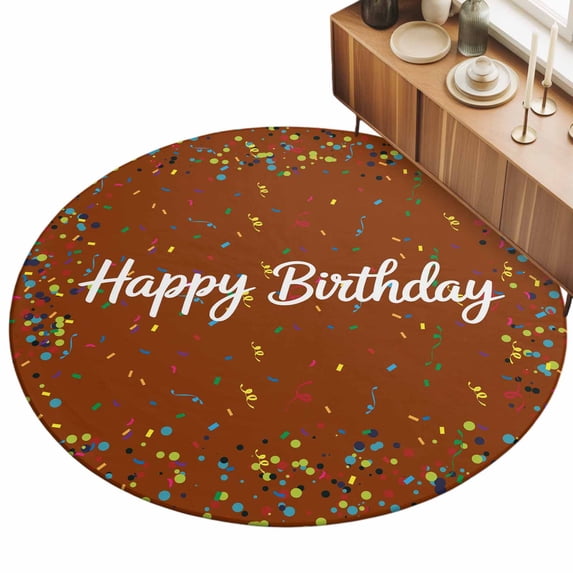 5ft Round Rug Happy Birthday Area Rugs for Living Room Bedroom Washable ...