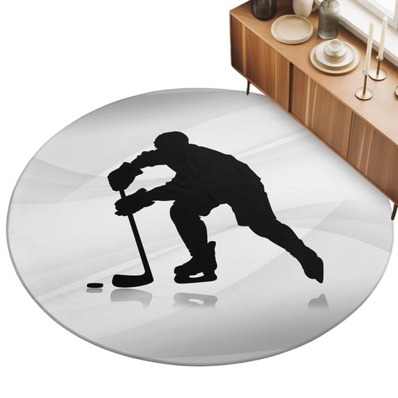 5ft Round Rug Hockey Area Rugs for Living Room Bedroom Washable Non ...