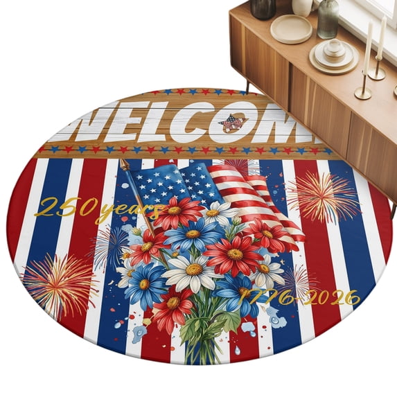 5ft Round Rug Independence Day Area Rugs for Living Room Bedroom ...