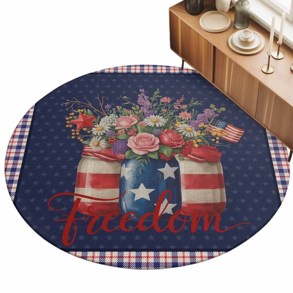 5ft Round Rug Independence Day Area Rugs for Living Room Bedroom ...
