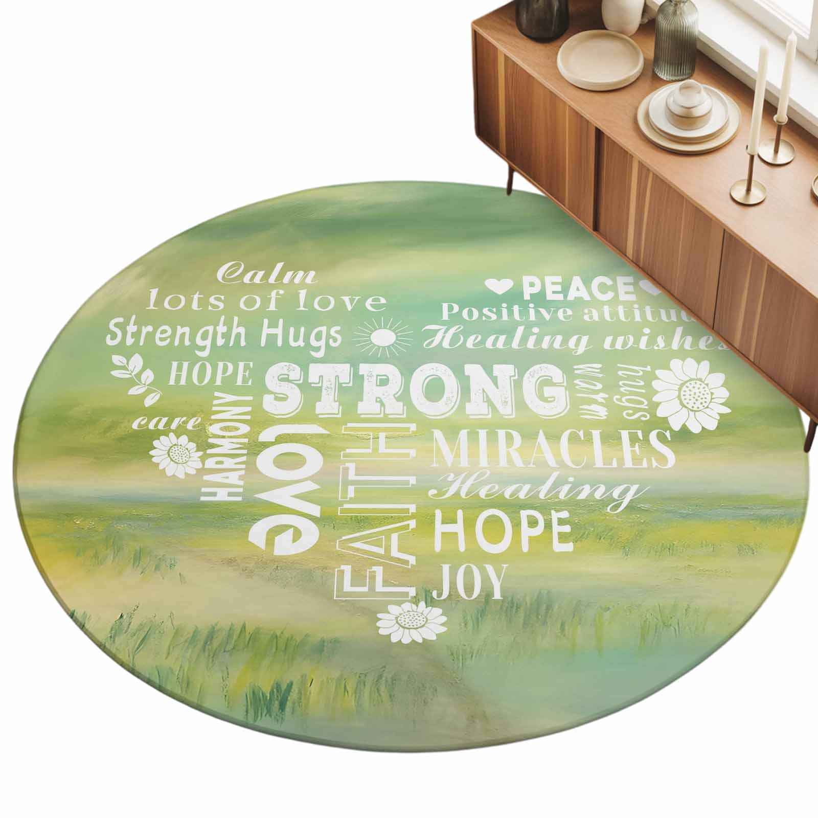 5ft Round Rug Love Peace Text Area Rugs for Living Room Bedroom ...