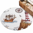 5ft Round Rug Nautical Lighthouses Area Rugs for Living Room Bedroom ...