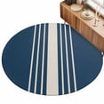 5ft Round Rug Navy Blue Beige Striped Area Rugs for Living Room Bedroom ...