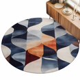 5ft Round Rug Navy Blue Burnt Orange Area Rugs for Living Room Bedroom ...